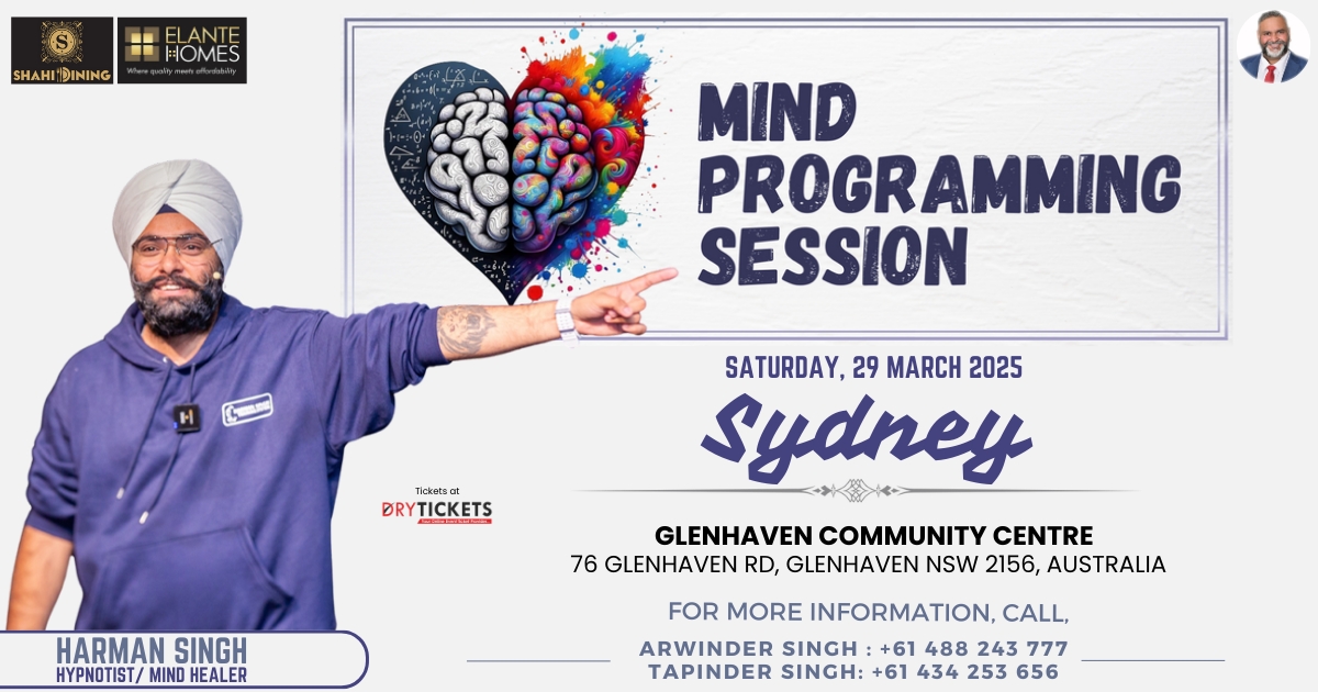 Harman Singh's Mind Programming Session - Sydney - DryTickets.com.au