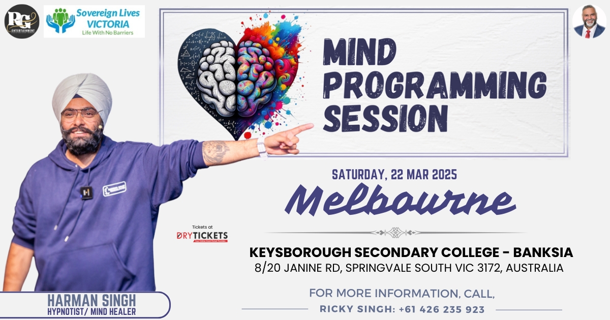 Harman Singh's Mind Programming Session - Melbourne - DryTickets.com.au Harman Singh's Mind Programming Session - Melbourne - DryTickets.com.au