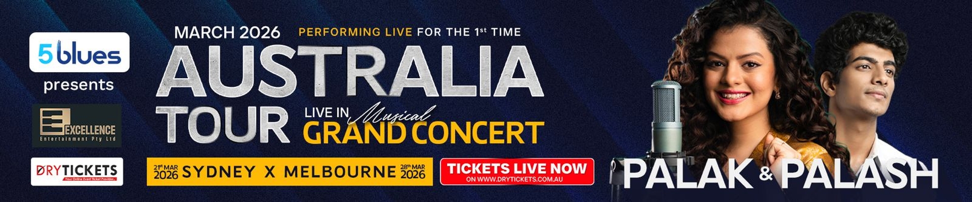 Palak Muchhal & Palash Muchhal Live In Grand Musical Concert Australia Tour 2026 - Now On Sale ...