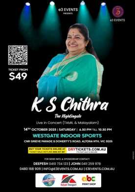 K. S. Chithra - Living Legend, Indian Playback Singer - DryTickets.com.au