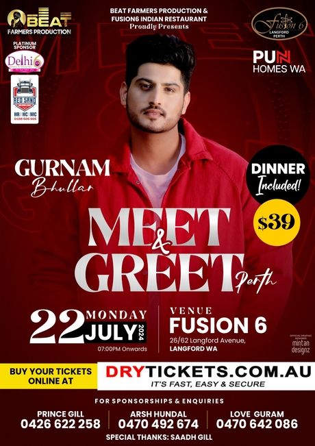 Meet & Greet with Gurnam Bhullar In Perth DELETE - DryTickets.com.au